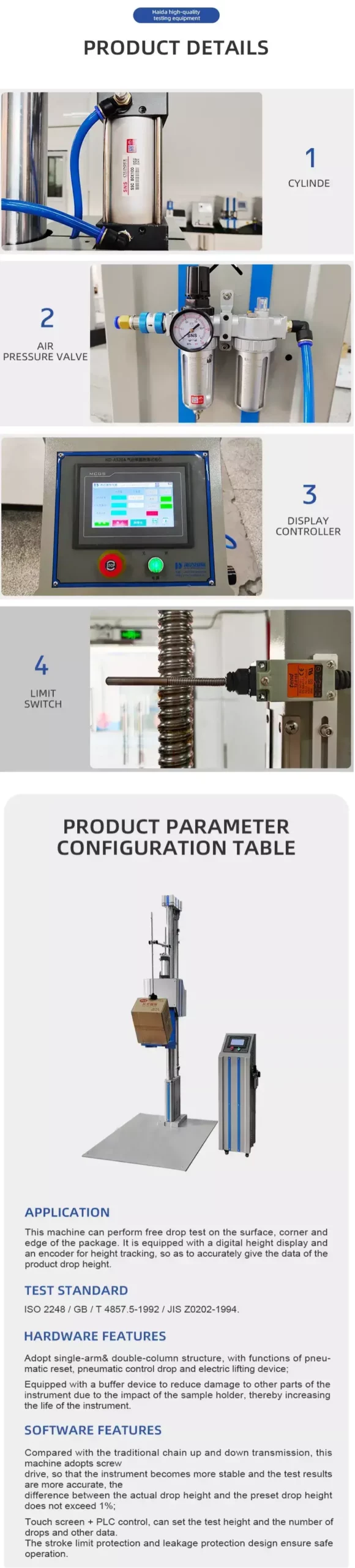 Pneumatic Single Wing Drop Tester - Haida International Equipment